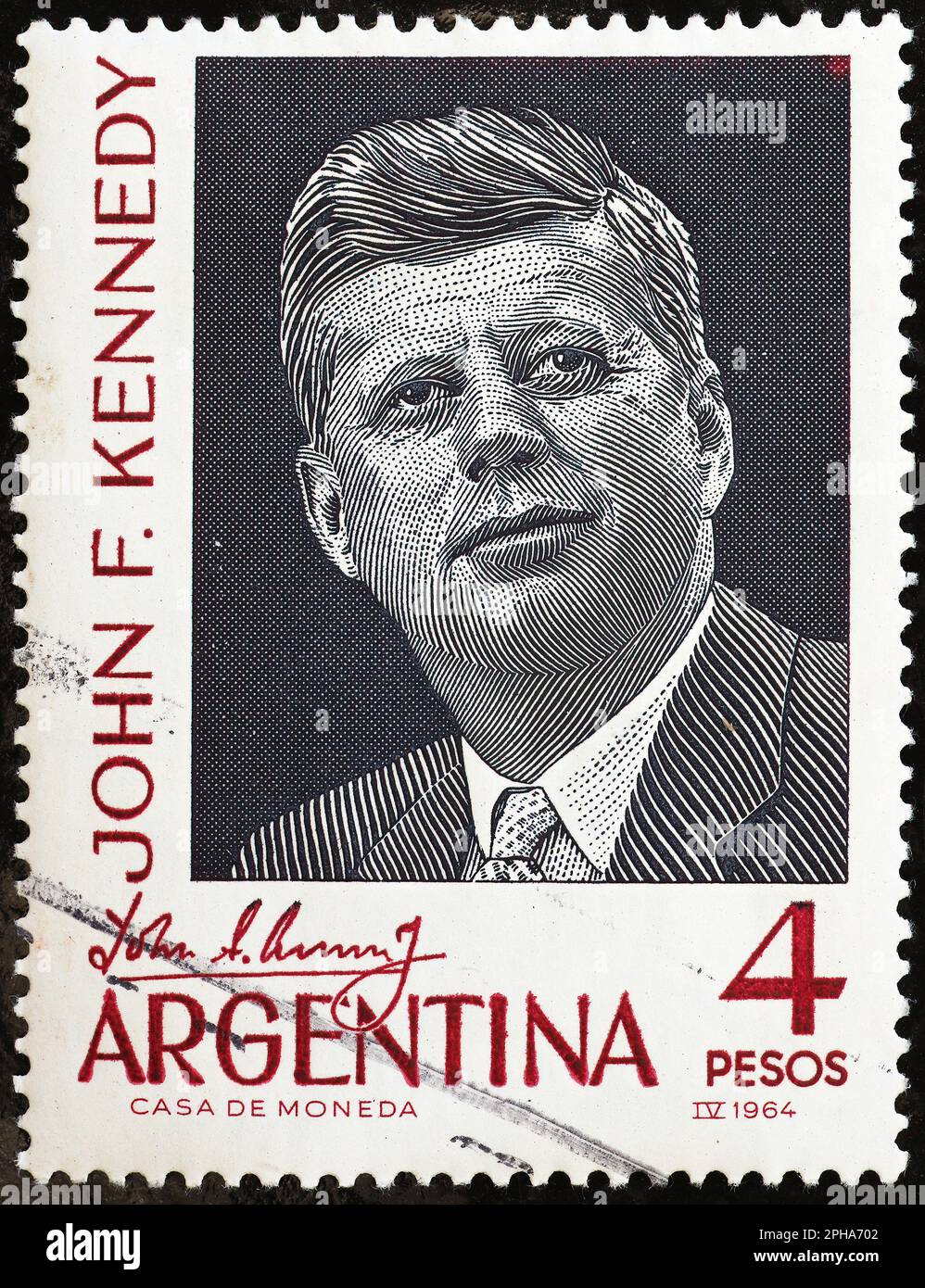 Portrait of John Kennedy on postage stamp of Argentina Stock Photo - Alamy