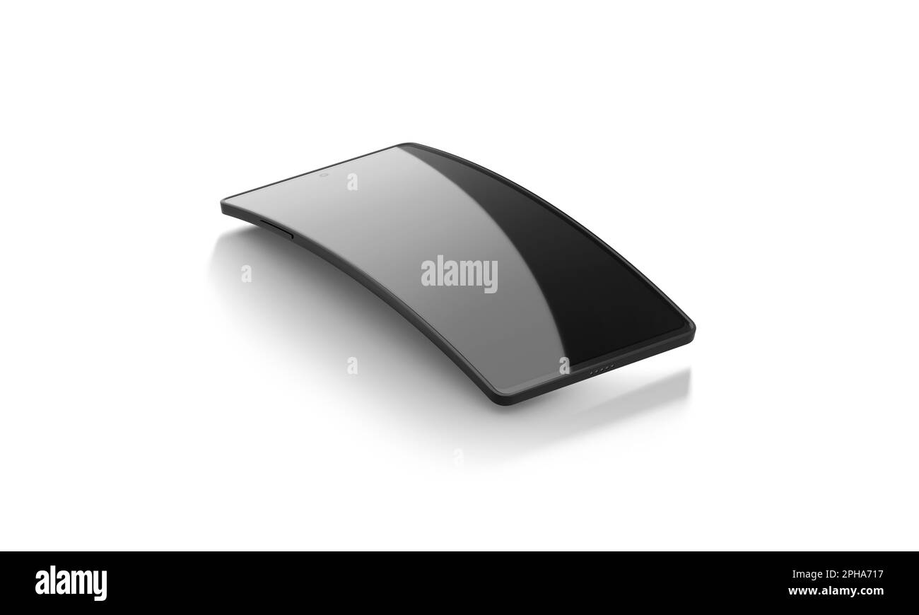 Blank black phone flexible flip display mockup, no gravity Stock Photo ...