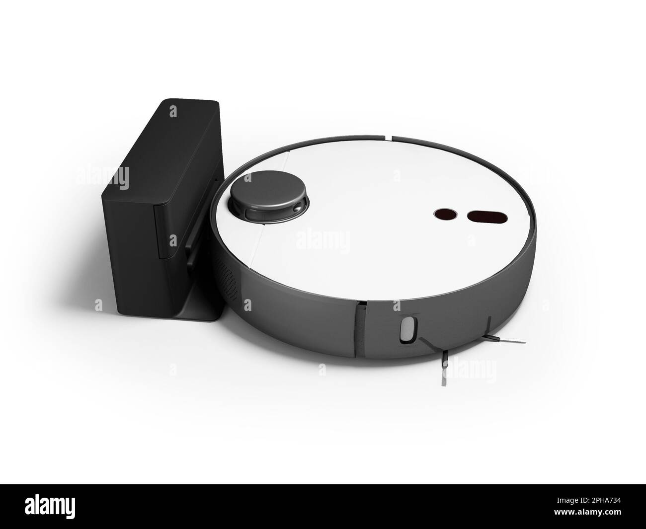 3d illustration of modern robot vacuum cleaner for dry cleaning with ...