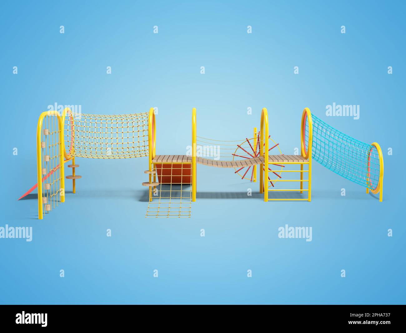 3D illustration of orange childrens playground for mobile games with ...
