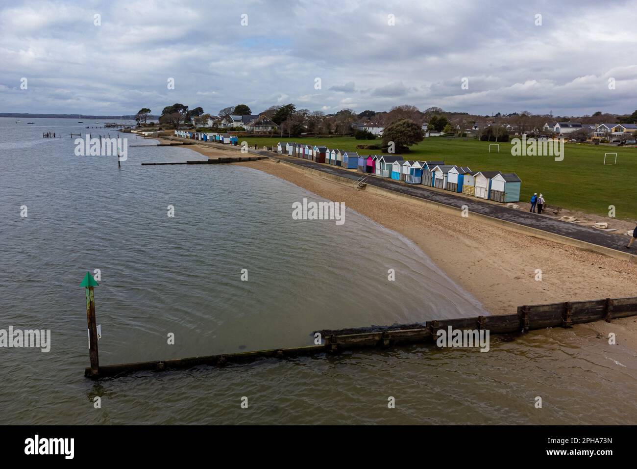 The Poole Harbour area, as seen from from Hamworthy Park beach, Dorset ...