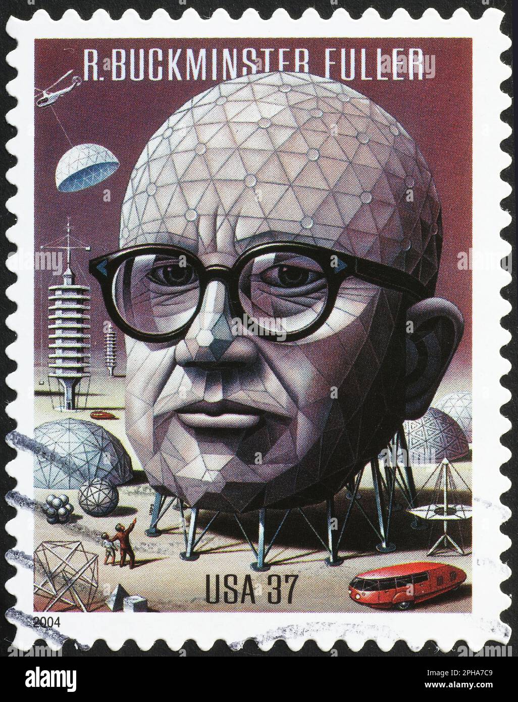 R. Buckminster Fuller on american postage stamp Stock Photo - Alamy