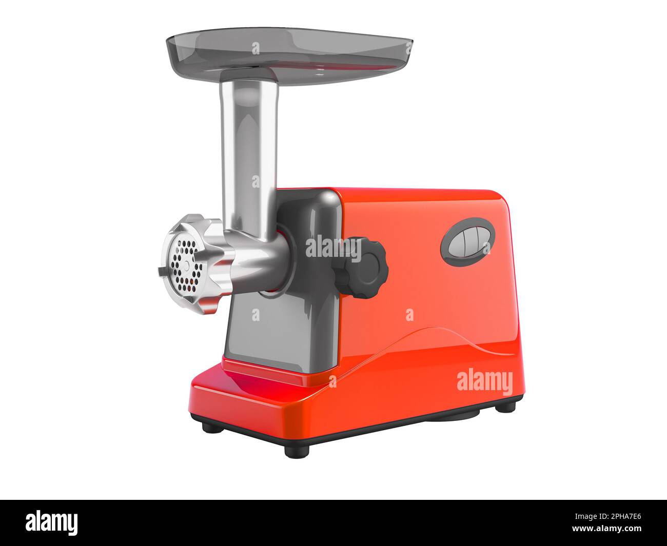 3D illustration of red electric meat grinder in the kitchen on white ...