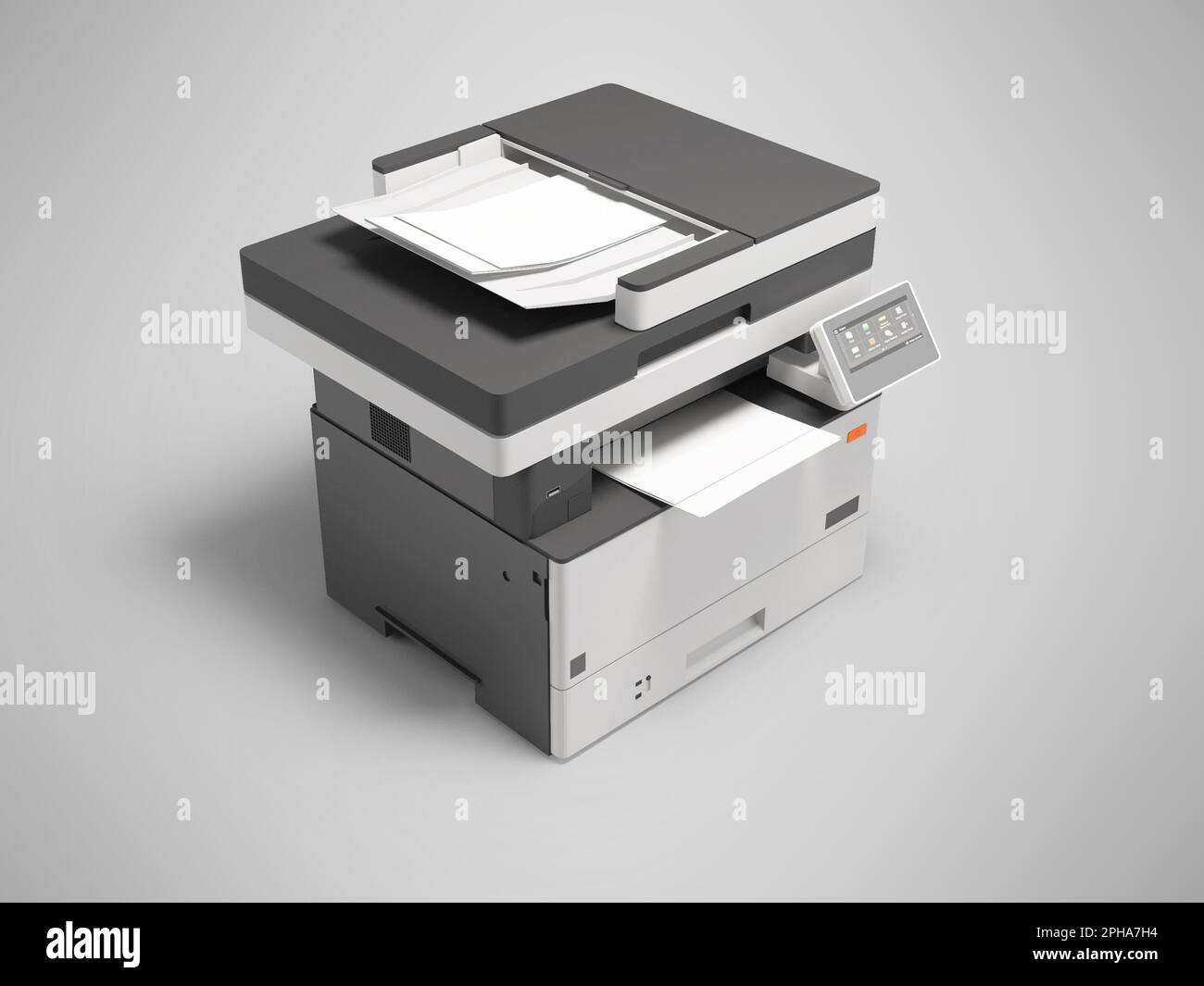 3D illustration of universal printer scanner with display for selecting ...