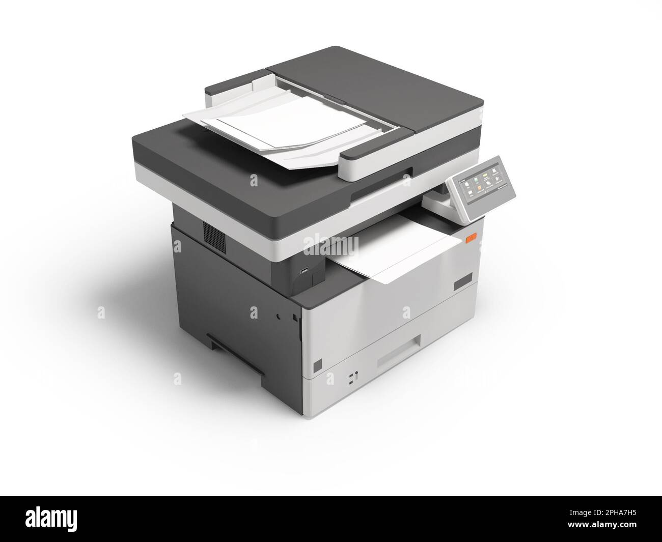 3D illustration of universal printer scanner with display for selecting ...