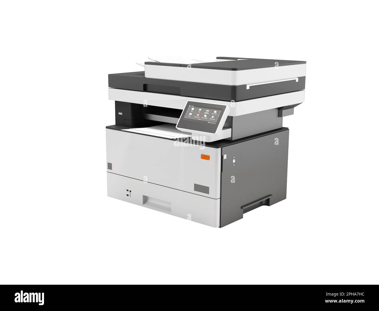 3d illustration of universal printer scanner with display for selecting ...