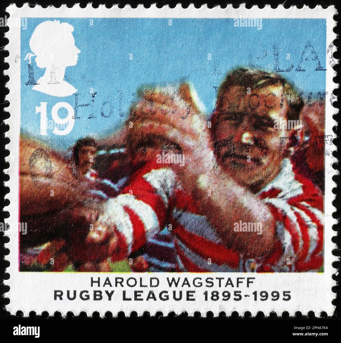 Rugby footballer Harold Wagstaff on british postage stamp Stock Photo ...