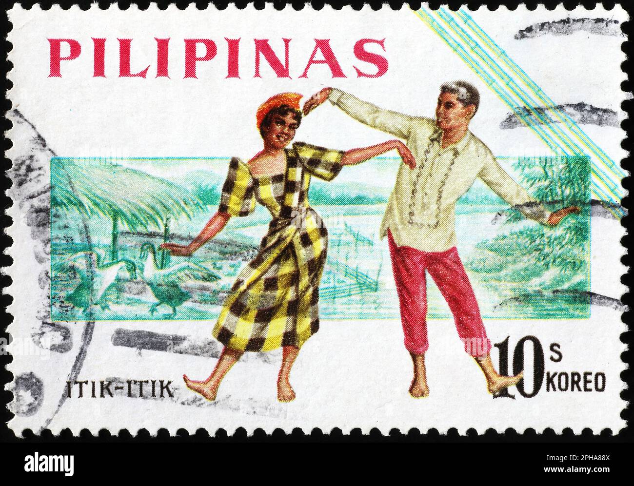 Traditional dance on postage stamp of Philippines Stock Photo - Alamy