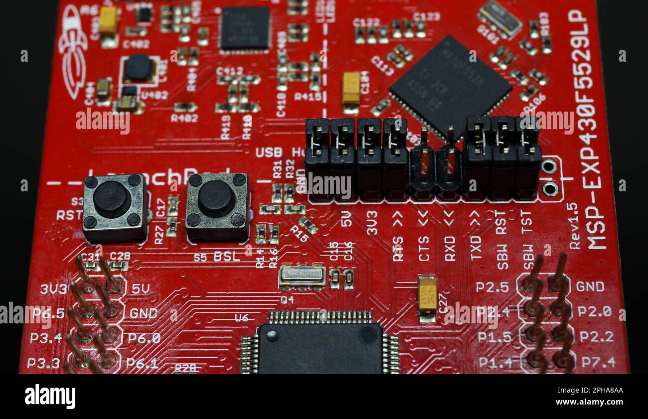 A close-up of a motherboard structure and connectors Stock Photo - Alamy