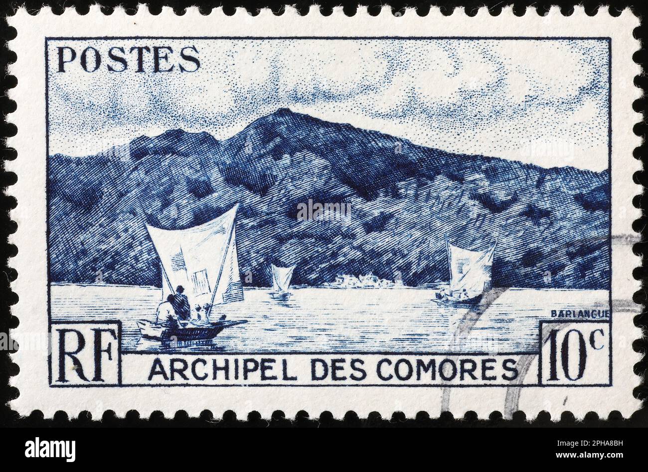 Vintage postage stamp of Comores with sailboats Stock Photo - Alamy