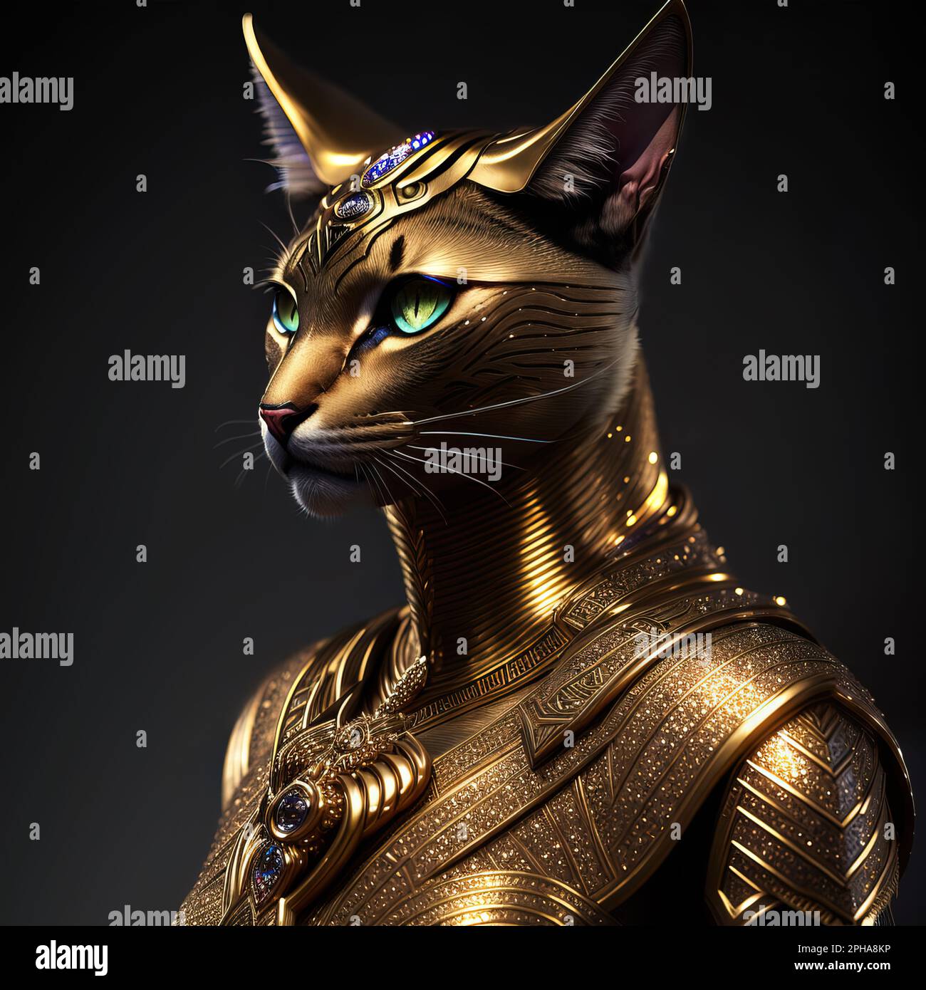 Bastet - a digital illustration of a divine feline goddess of ancient ...