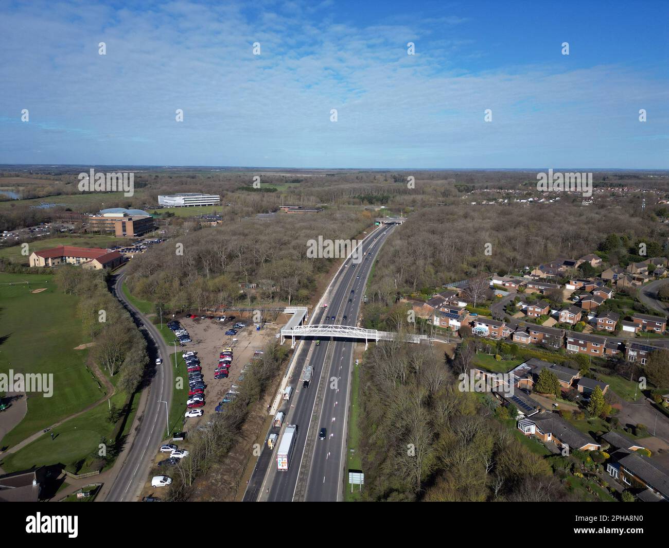 Peterborough, UK. 27th Mar, 2023. A new replacement footbridge, which is wide enough to ...