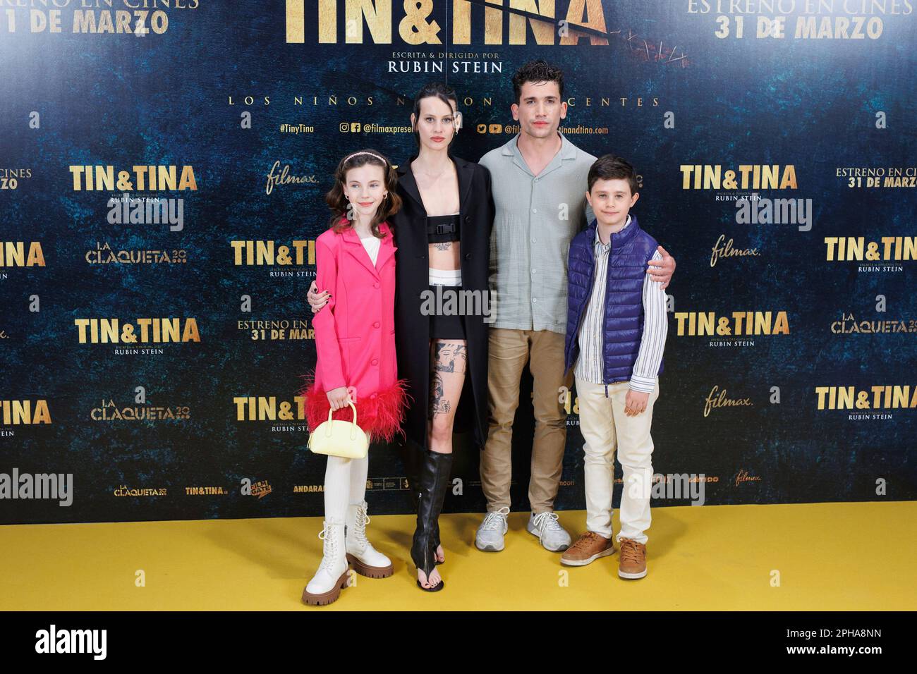 (L-R) Actresses Anastasia Russo and Milena Smith and actors Jaime Lorente and Carlos G. Morollón ...