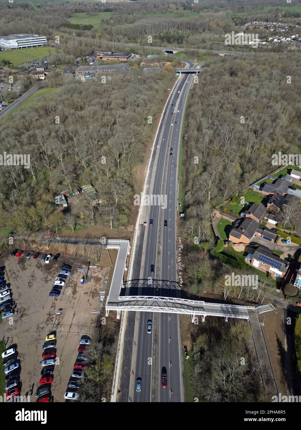 Peterborough, UK. 27th Mar, 2023. A new replacement footbridge, which is wide enough to ...