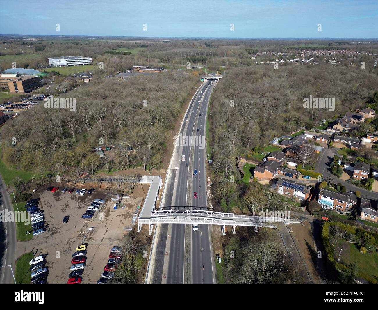 Peterborough, UK. 27th Mar, 2023. A new replacement footbridge, which is wide enough to ...