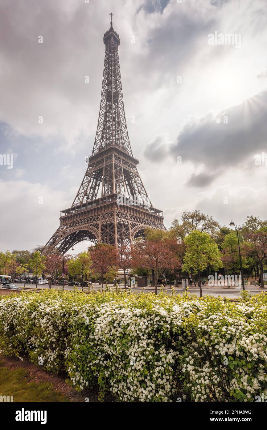 Eiffel Tower during beautiful spring time in Paris, France Stock Photo ...