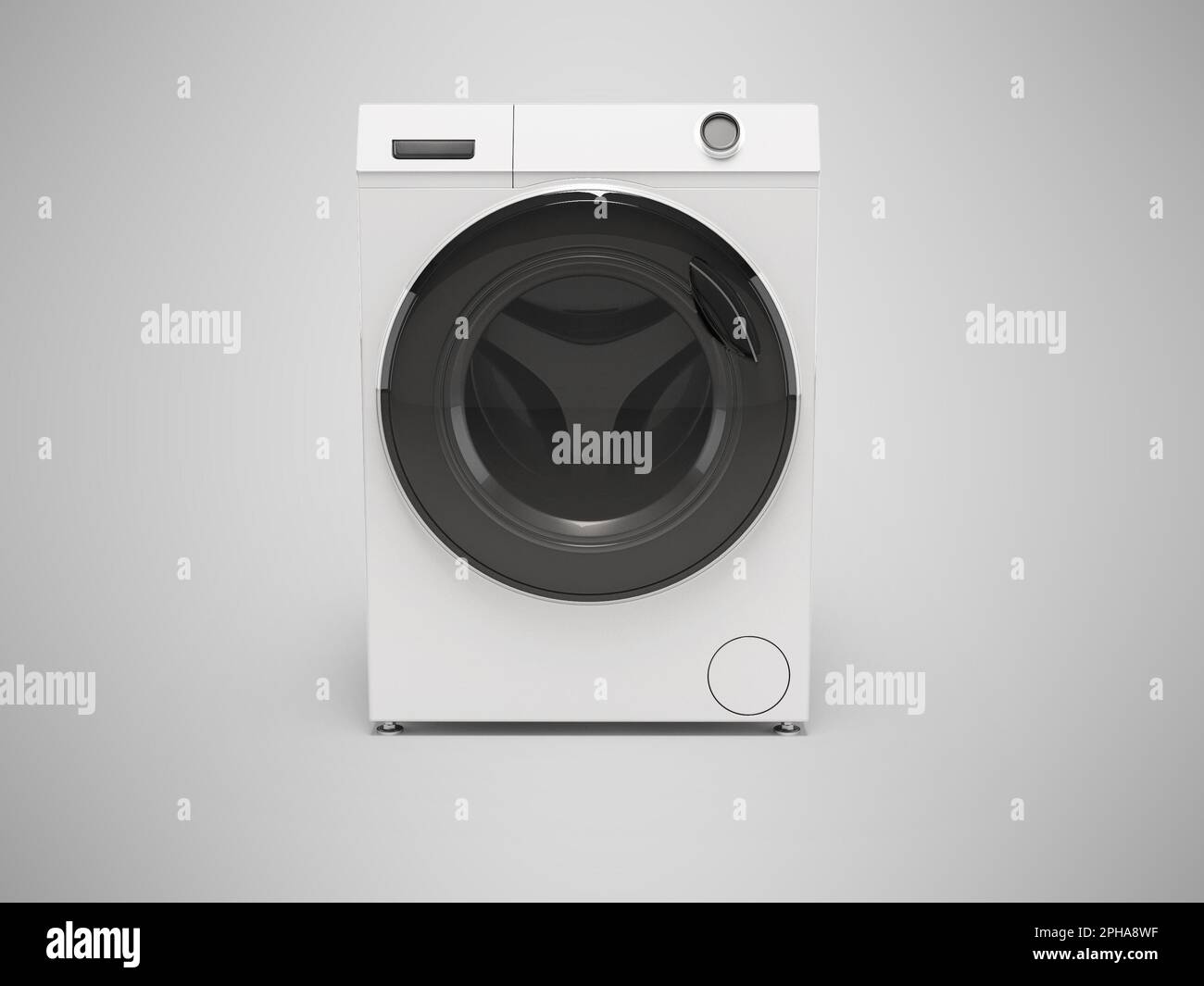 3d illustration washing machine machine with straight drum front view ...