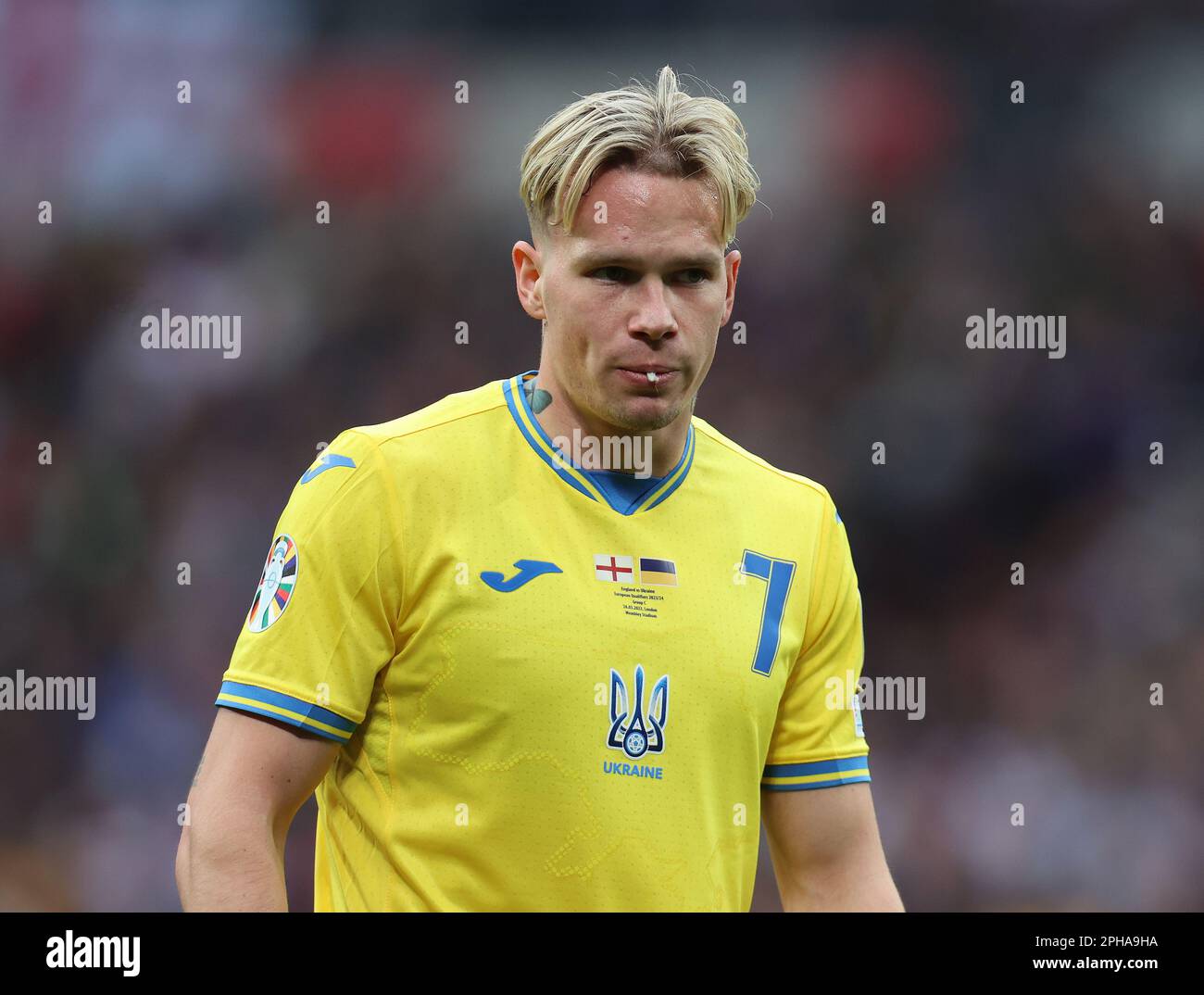 Mykhailo Mudryk (Chelsea)of Ukraine during UEFA EURO 2024 qualifier round group C match between ...