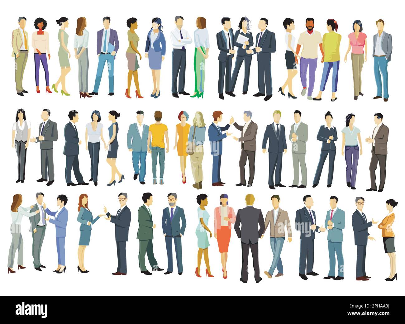 A large group of people together, isolated on white background ...