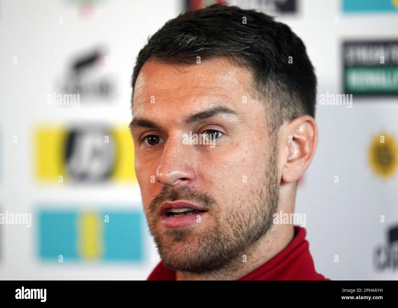 Wales' Aaron Ramsey during a press conference at Vale Resort, Hensol ...