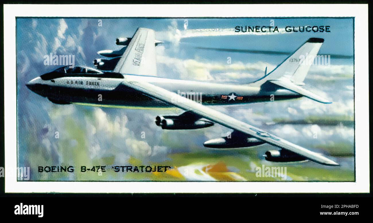 Boeing B-47E Stratojet - Vintage British Tradecard Stock Photo - Alamy