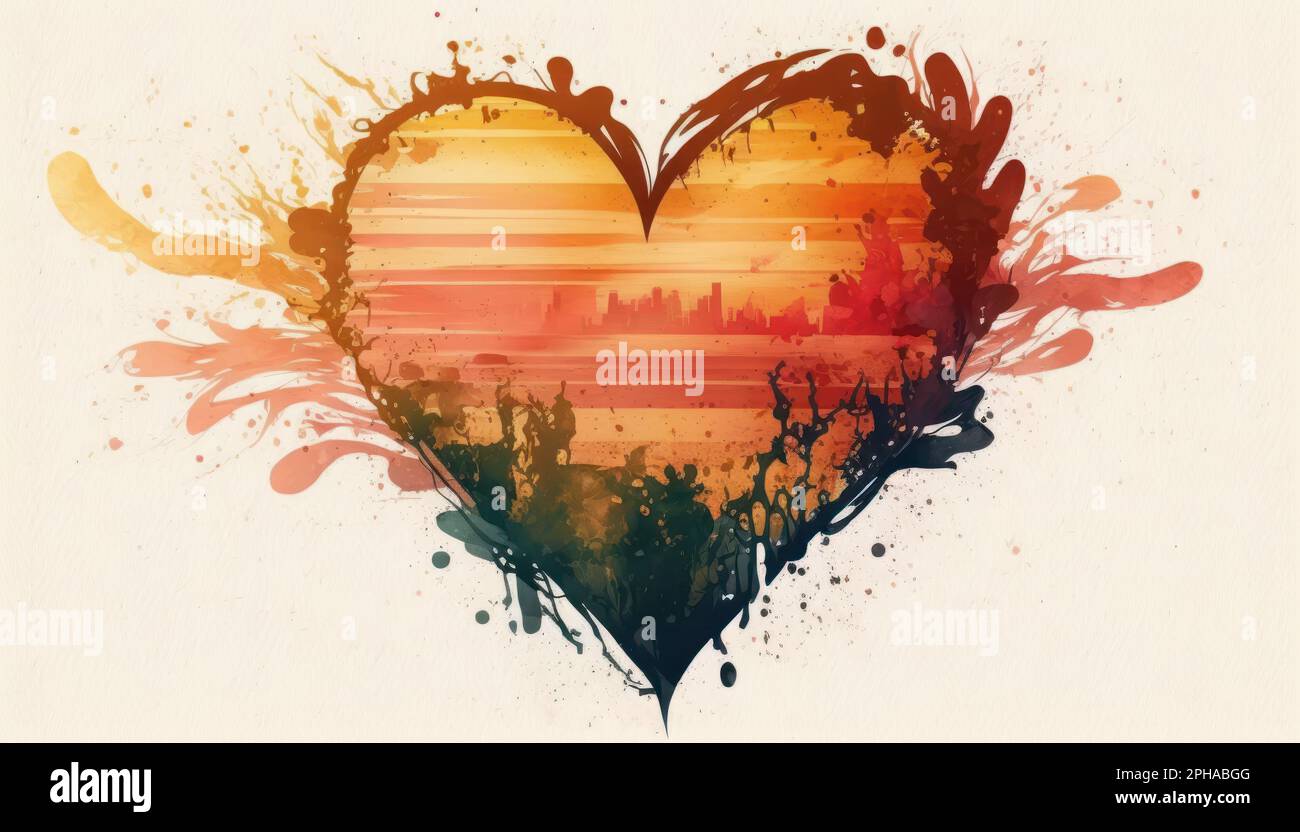 watercolor heart symbol sign art Stock Photo - Alamy