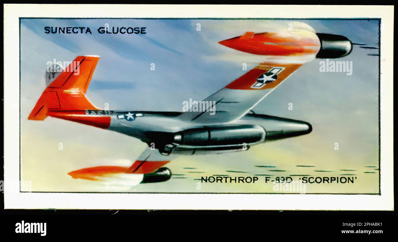 Northrop F-89D Scorpion - Vintage British Tradecard Stock Photo - Alamy