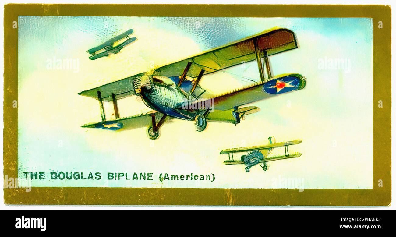 Douglas Biplane - Vintage Cigarette Card Stock Photo - Alamy