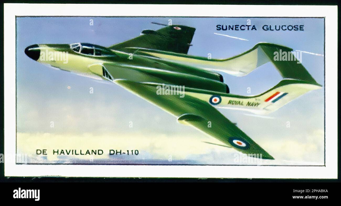 De Havilland DH-110 - Vintage British Tradecard Stock Photo - Alamy