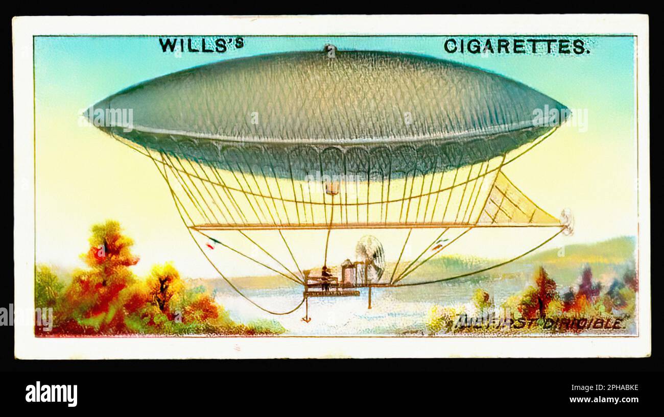 The First Dirigible - Vintage Cigarette Card Stock Photo - Alamy
