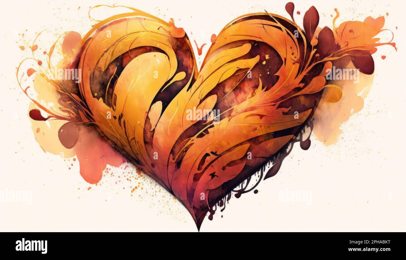 watercolor heart symbol sign art Stock Photo - Alamy
