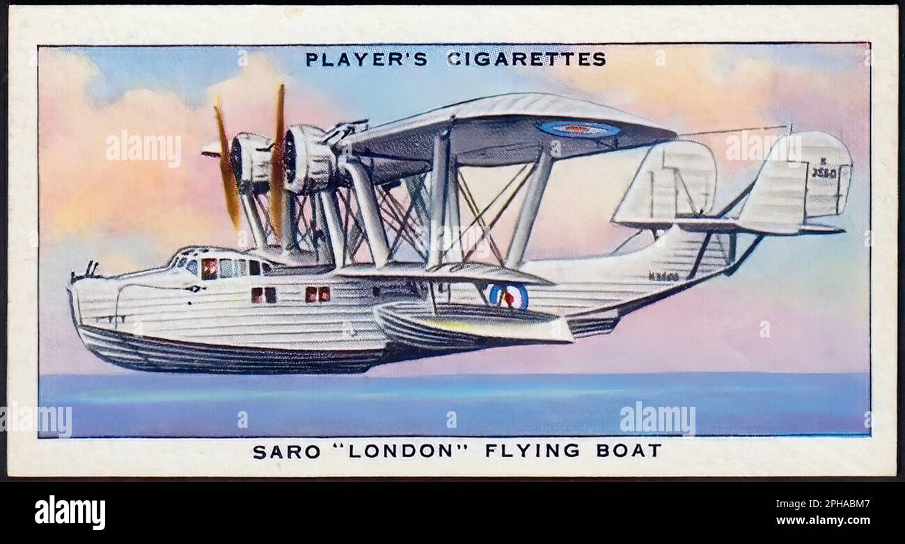 Saro London Flying Boat - Vintage Cigarette Card Stock Photo - Alamy