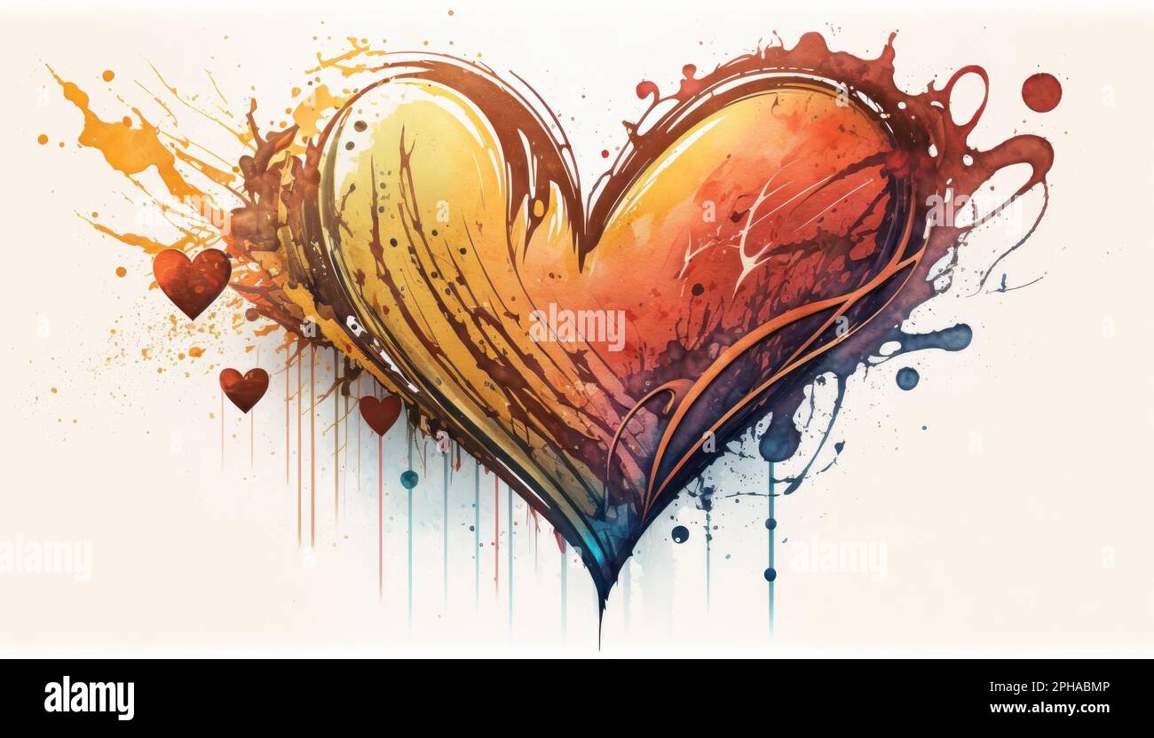 watercolor heart symbol sign art Stock Photo - Alamy