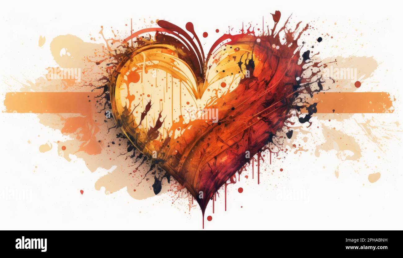 watercolor heart symbol sign art Stock Photo - Alamy