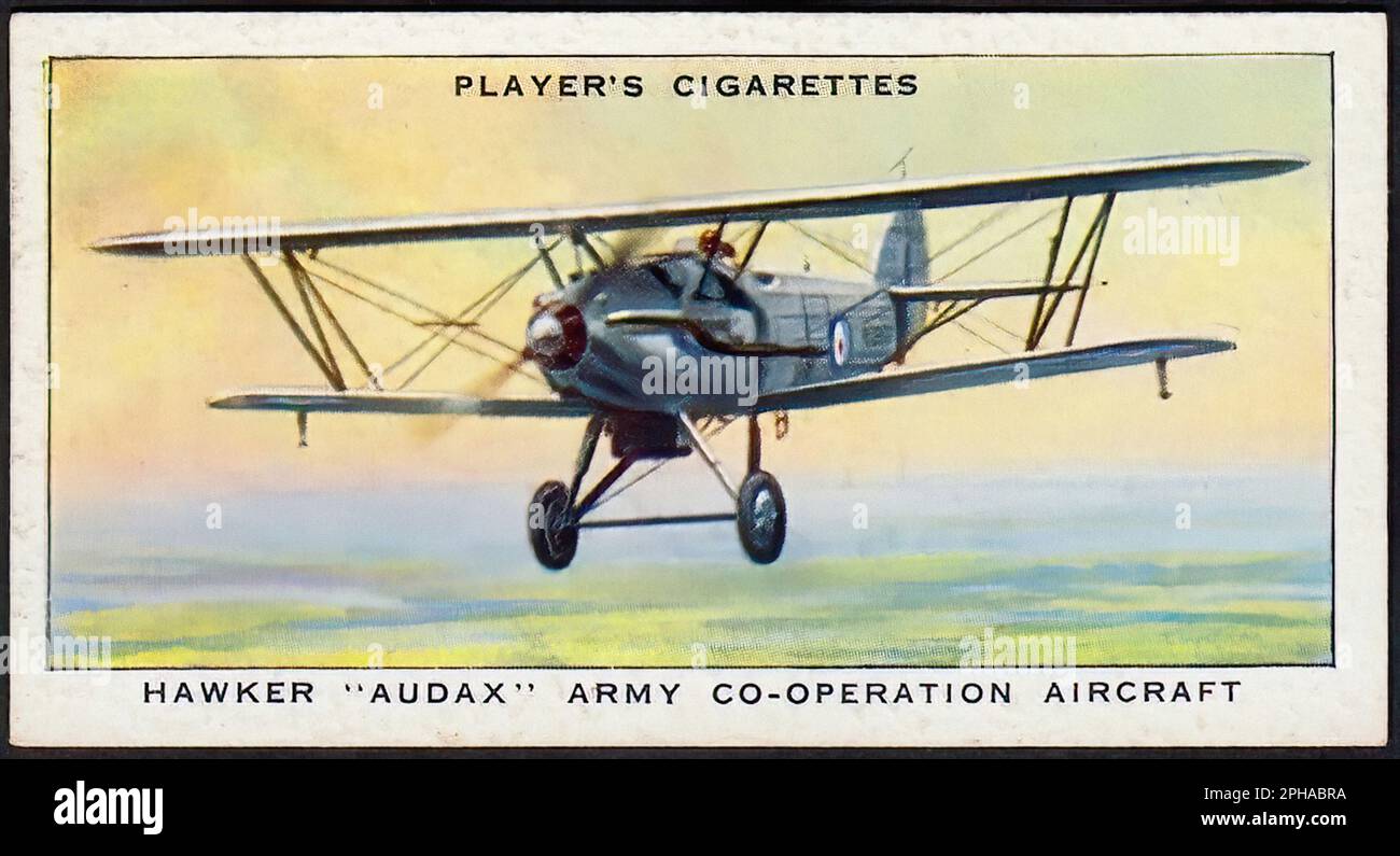 Hawker Audax - Vintage Cigarette Card Stock Photo - Alamy