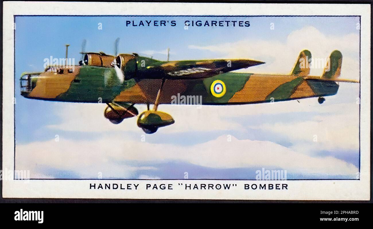 Hadley Page Harrow - Vintage Cigarette Card Stock Photo - Alamy