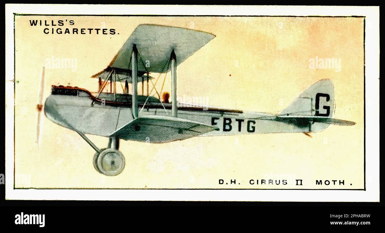 De Havilland Cirrus II - Vintage Cigarette Card Stock Photo - Alamy