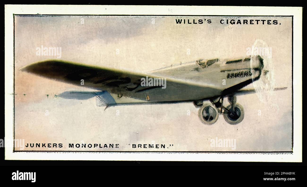Junkers Monoplane - Vintage Cigarette Card Stock Photo - Alamy
