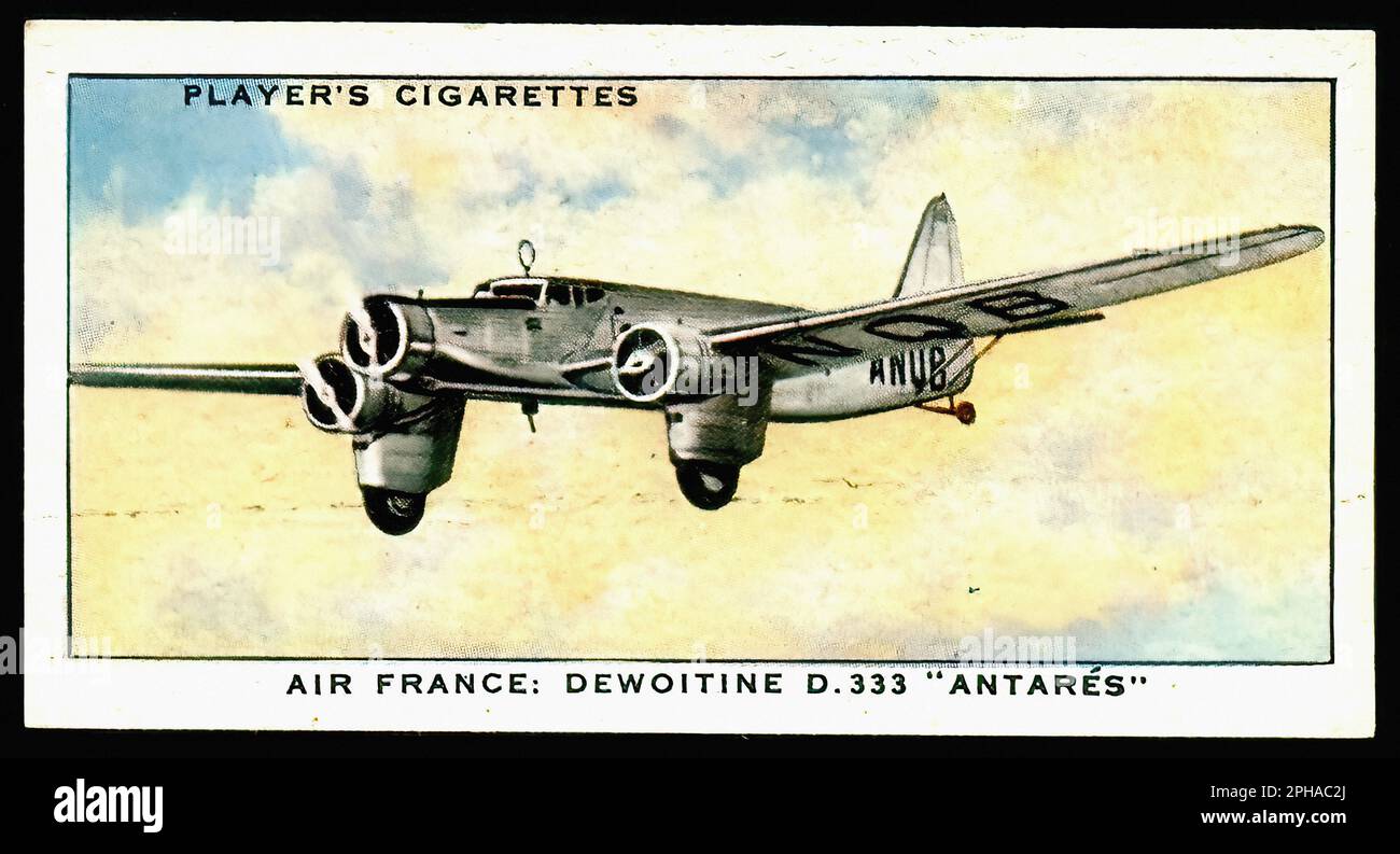 Dewoitine D.333 Antares Airliner - Vintage Cigarette Card Stock Photo ...