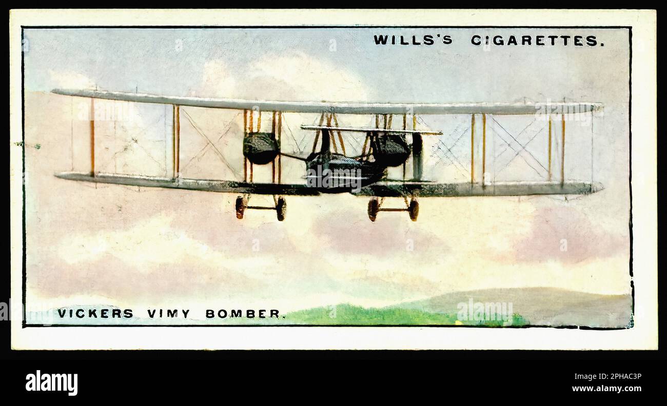 Vickers Vimy Bomber - Vintage Cigarette Card Stock Photo - Alamy
