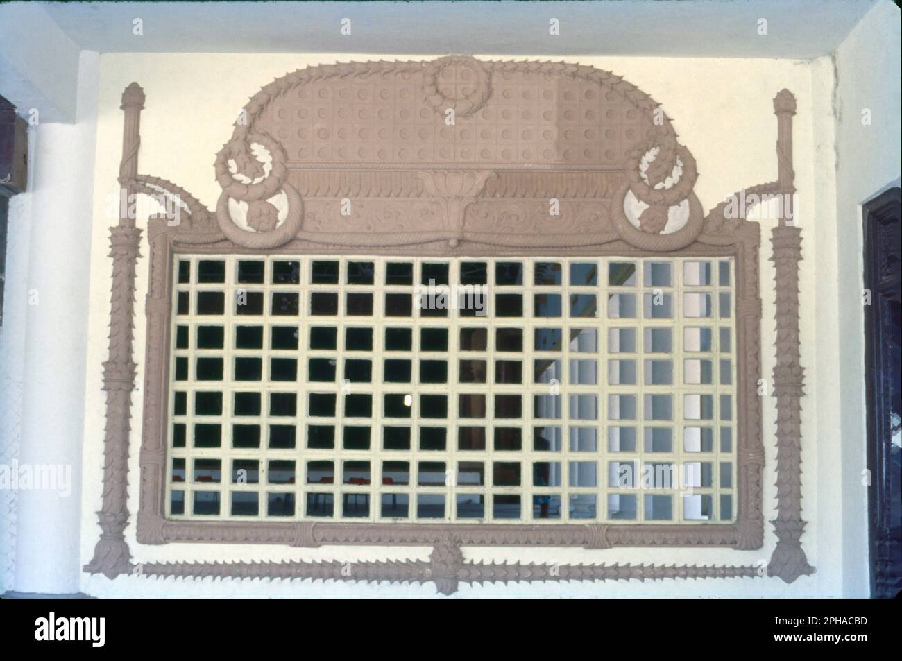 Stone Carved Window Grill with Frame Design Outside Window, India Stock ...
