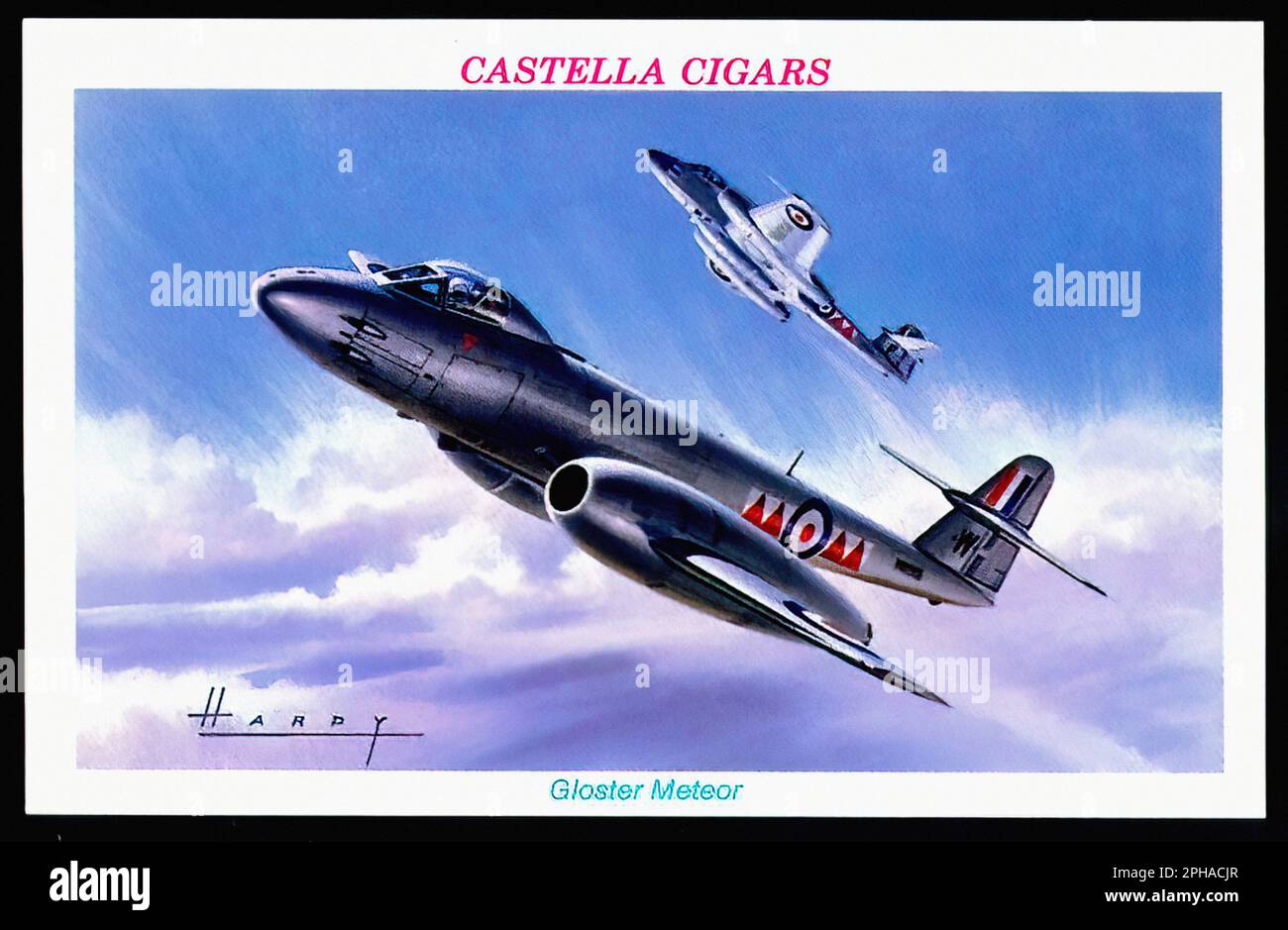 Gloster Meteor Fighter - Vintage Cigar Card Stock Photo - Alamy