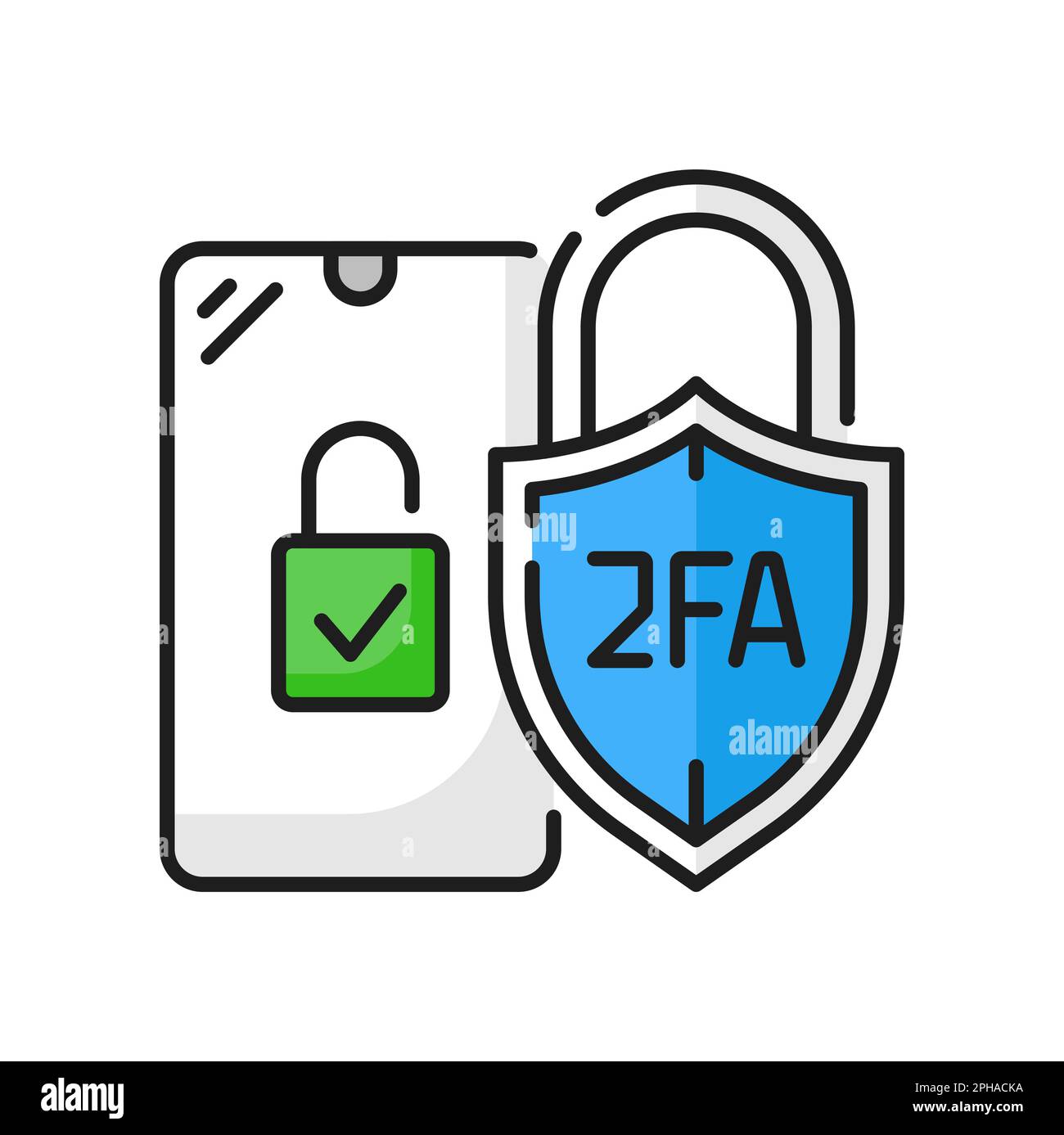 2fa 2 Step Authentication Two Factor Verification Color Icon Vector