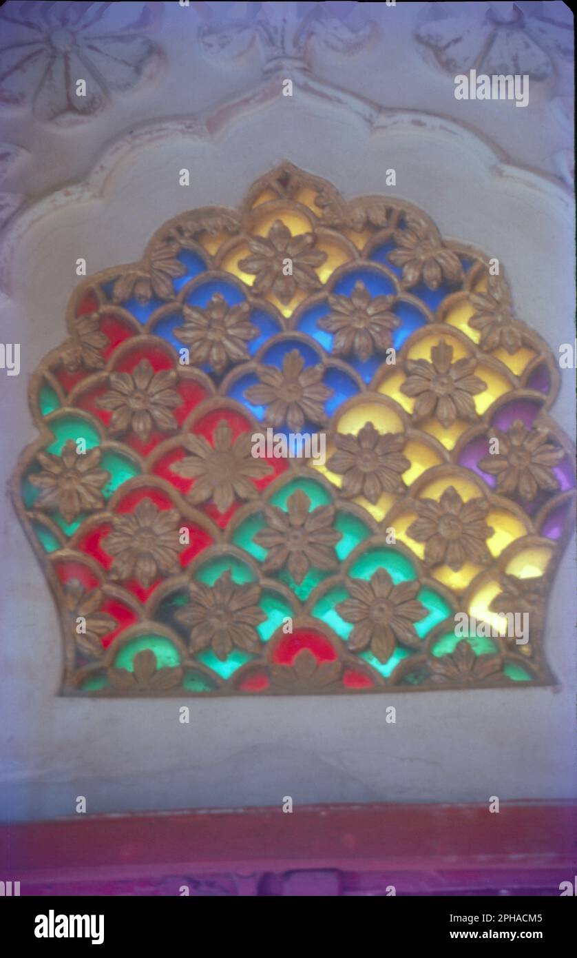 Stain Glass Window at Jaisalmer Palace, Rajasthan, India Stock Photo ...