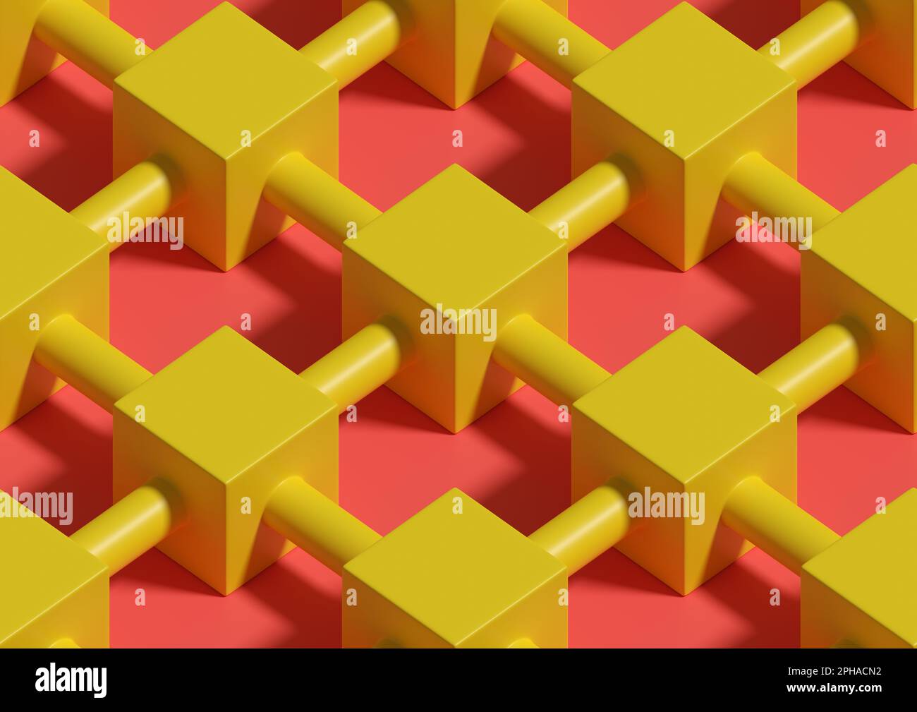 Cubes interconnected by pipes seamless pattern. Isometric background ...