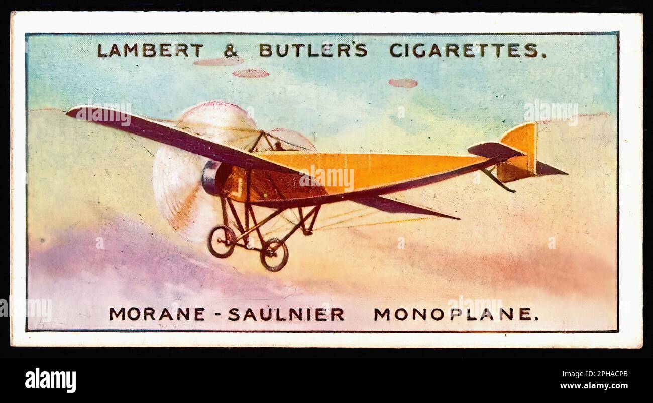 Morane-Saulnier Monoplane - Vintage Cigarette Card Stock Photo - Alamy