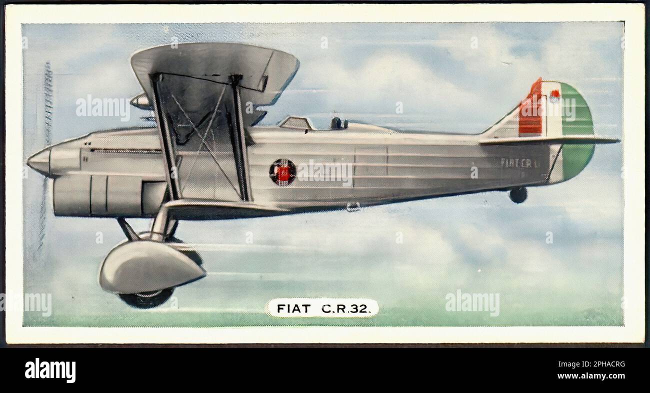Fiat C.R.33 Fighter - Vintage Cigarette Card Stock Photo - Alamy