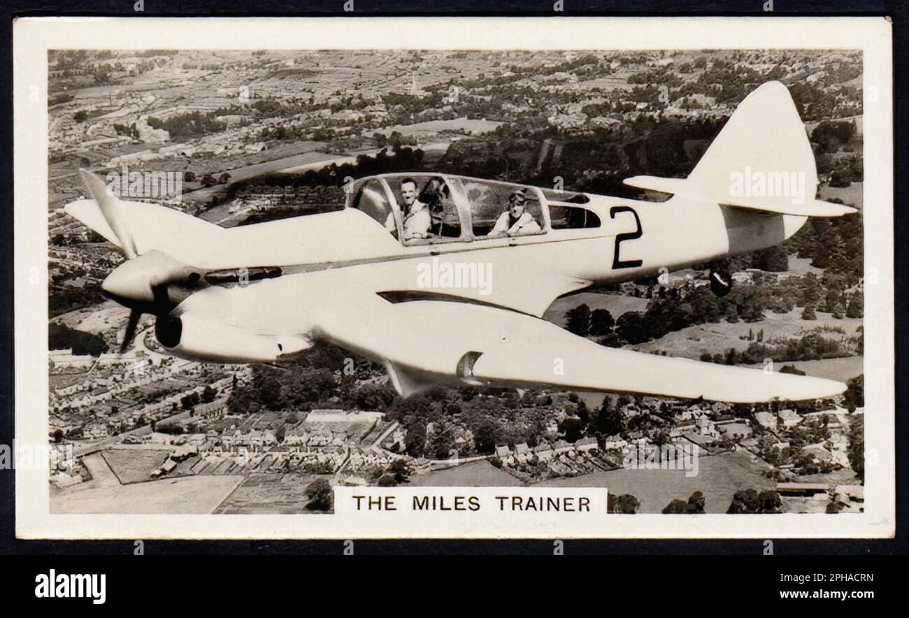 Miles Trainer Aeroplane - Vintage Cigarette Card Stock Photo - Alamy