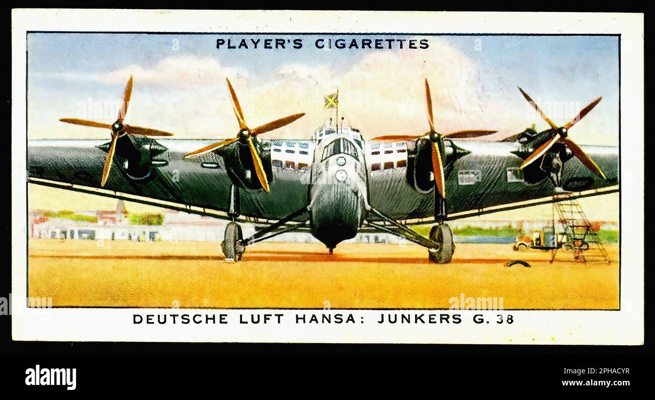 Luft Hansa, Junkers G.38 - Vintage Cigarette Card Stock Photo - Alamy