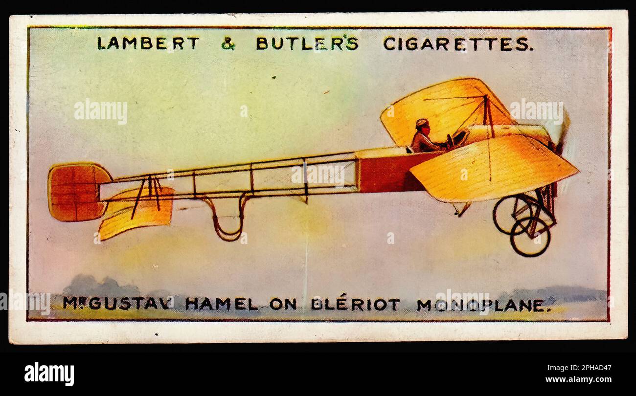 Gustav Hamel, Bleriot Monoplane - Vintage Cigarette Card Stock Photo ...
